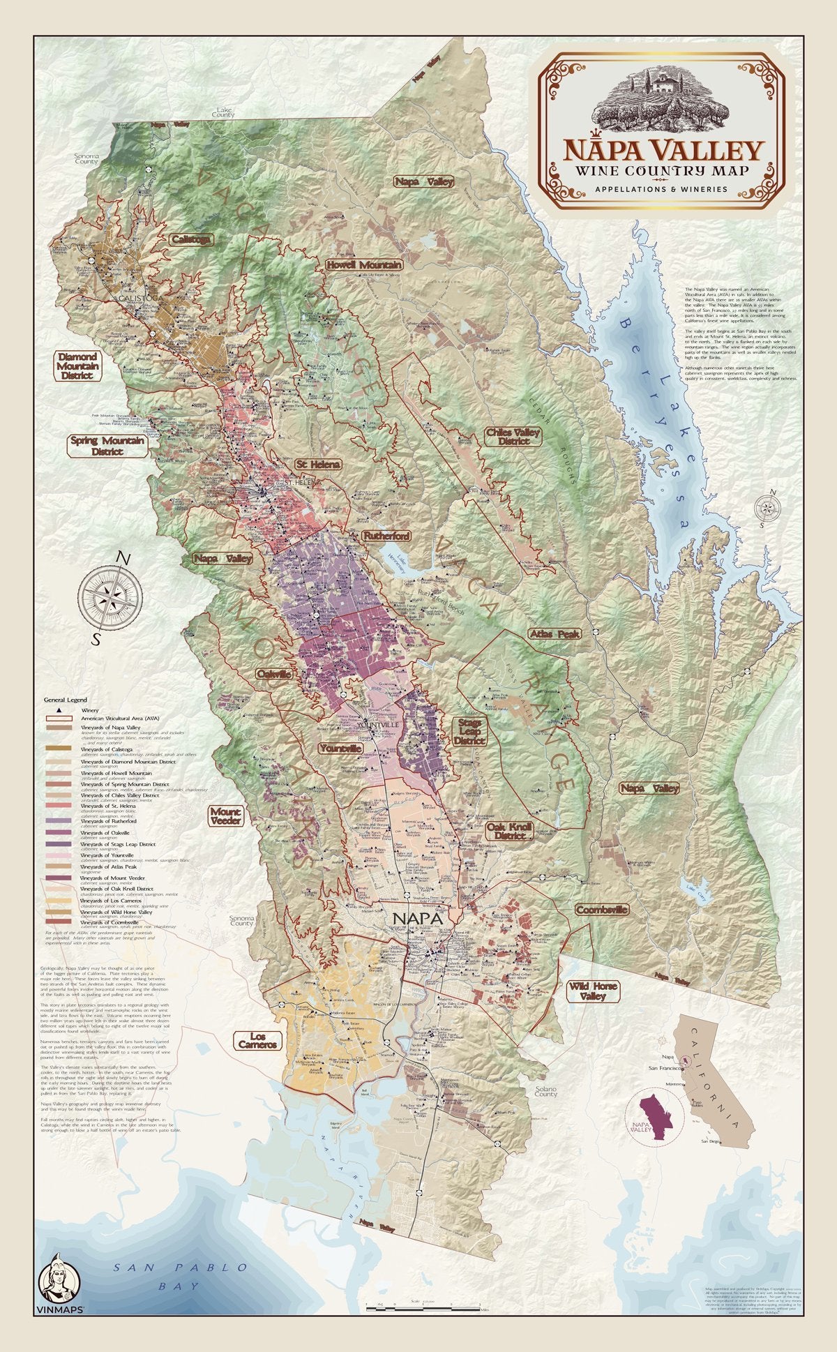 Carte des Vins de la Vallée de Napa